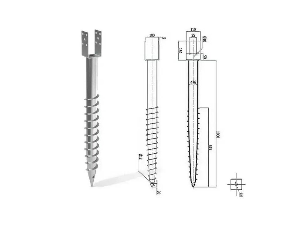 U Type Solar Ground Screws Supply PVM-GS-04F - PV Mounts